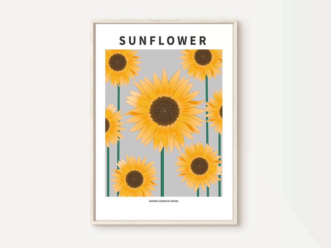 Sunflower, National Flower of Ukraine Art Print, Modern Printable Wall ...