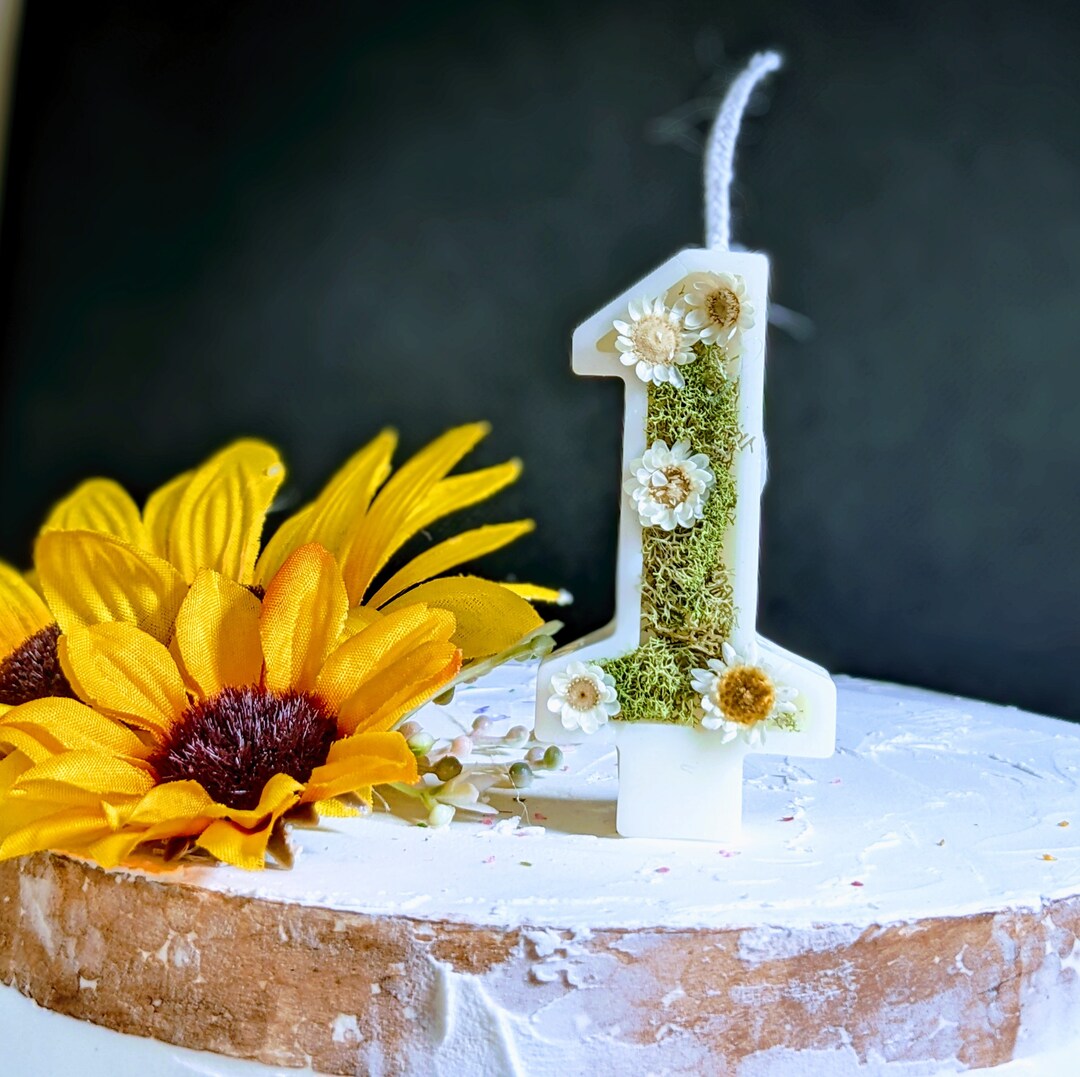 Number Birthday Candle | Soy Wax Birthday Candles | Botanical Candle ...