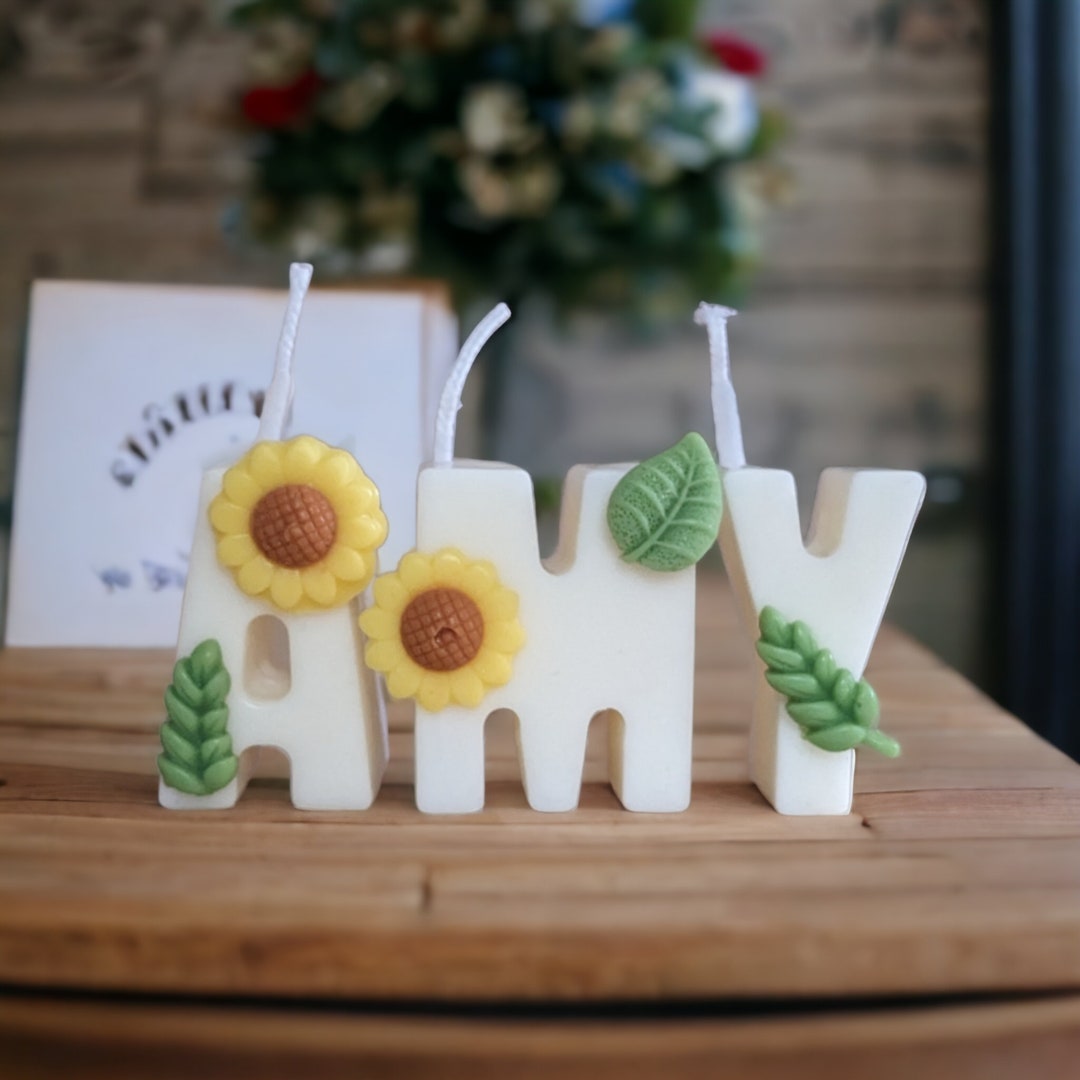 Sunflower Alphabet Candles | Alphabet Birthday Candle | Soy Wax ...
