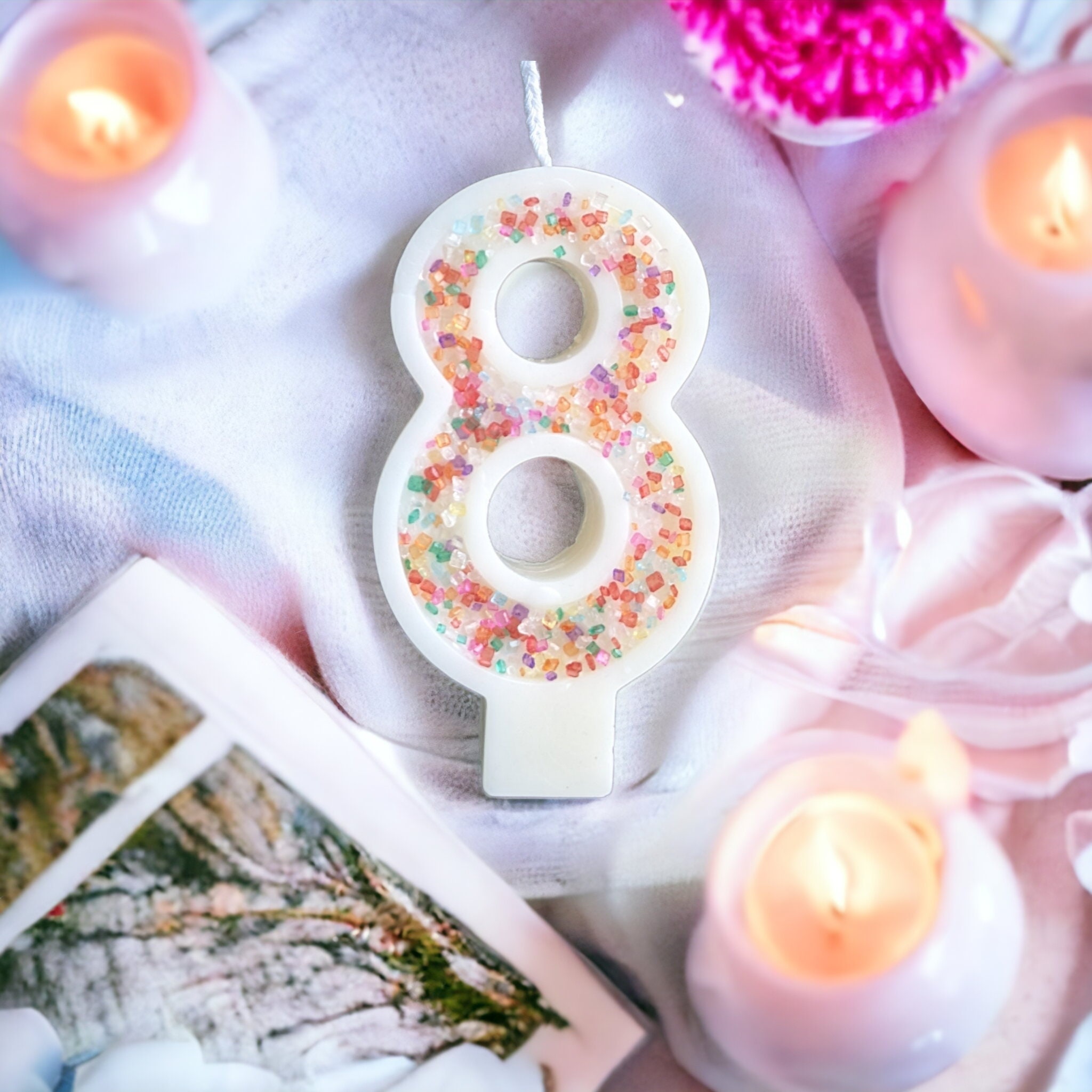 Sprinkle Number Candles Soy Wax Birthday Candles Custom Candles 1, 2, 3 ...