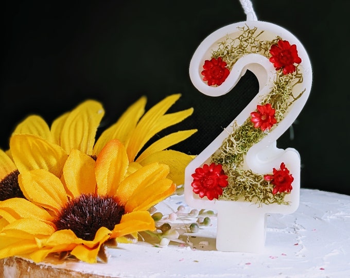 Number Birthday Candle | Soy Wax Birthday Candles | Botanical Candle ...