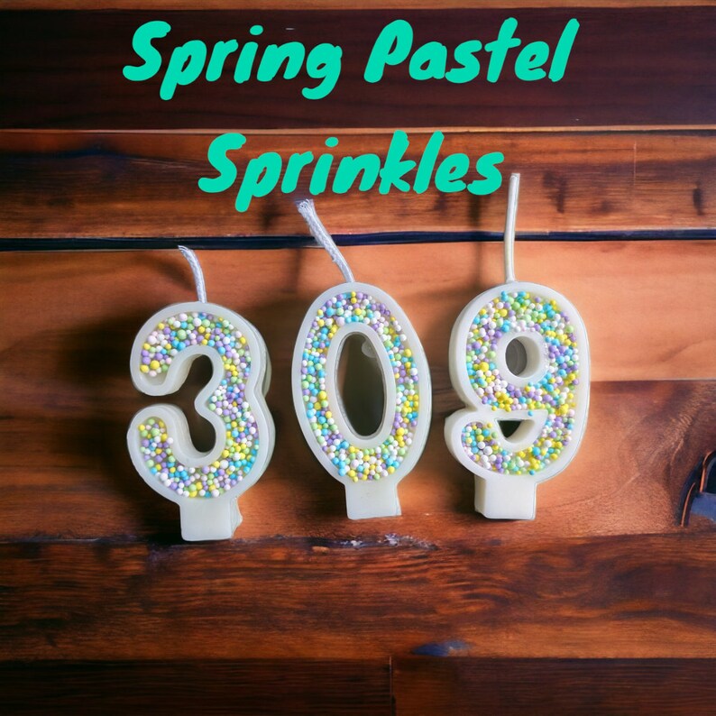 Sprinkle Number Candles Soy Wax Birthday Candles Custom Candles 1, 2, 3 ...