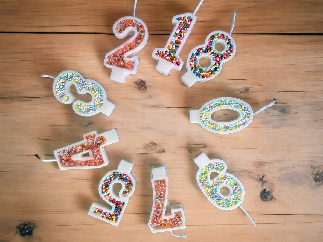 Sprinkle Number Candles Soy Wax Birthday Candles Custom Candles 1, 2, 3 ...