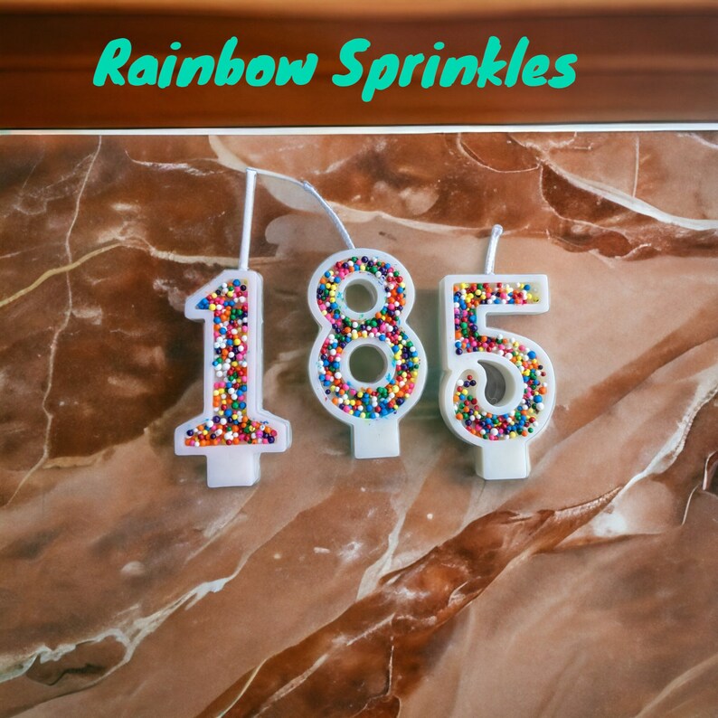 Sprinkle Number Candles Soy Wax Birthday Candles Custom Candles 1, 2, 3 ...