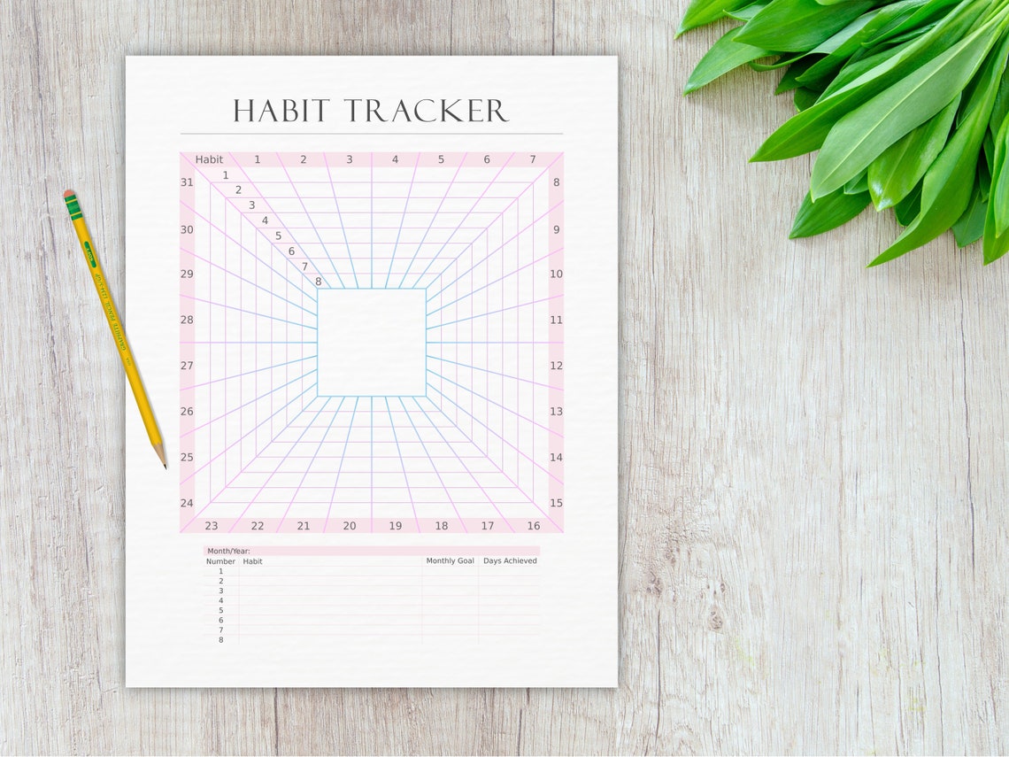 Printable Habit Tracker, Monthly Goal Tracker, 4 Sizes, Downloadable ...
