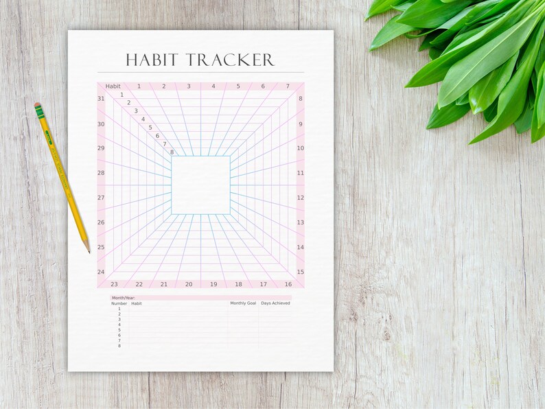 Printable Habit Tracker, Monthly Goal Tracker, 4 Sizes, Downloadable ...