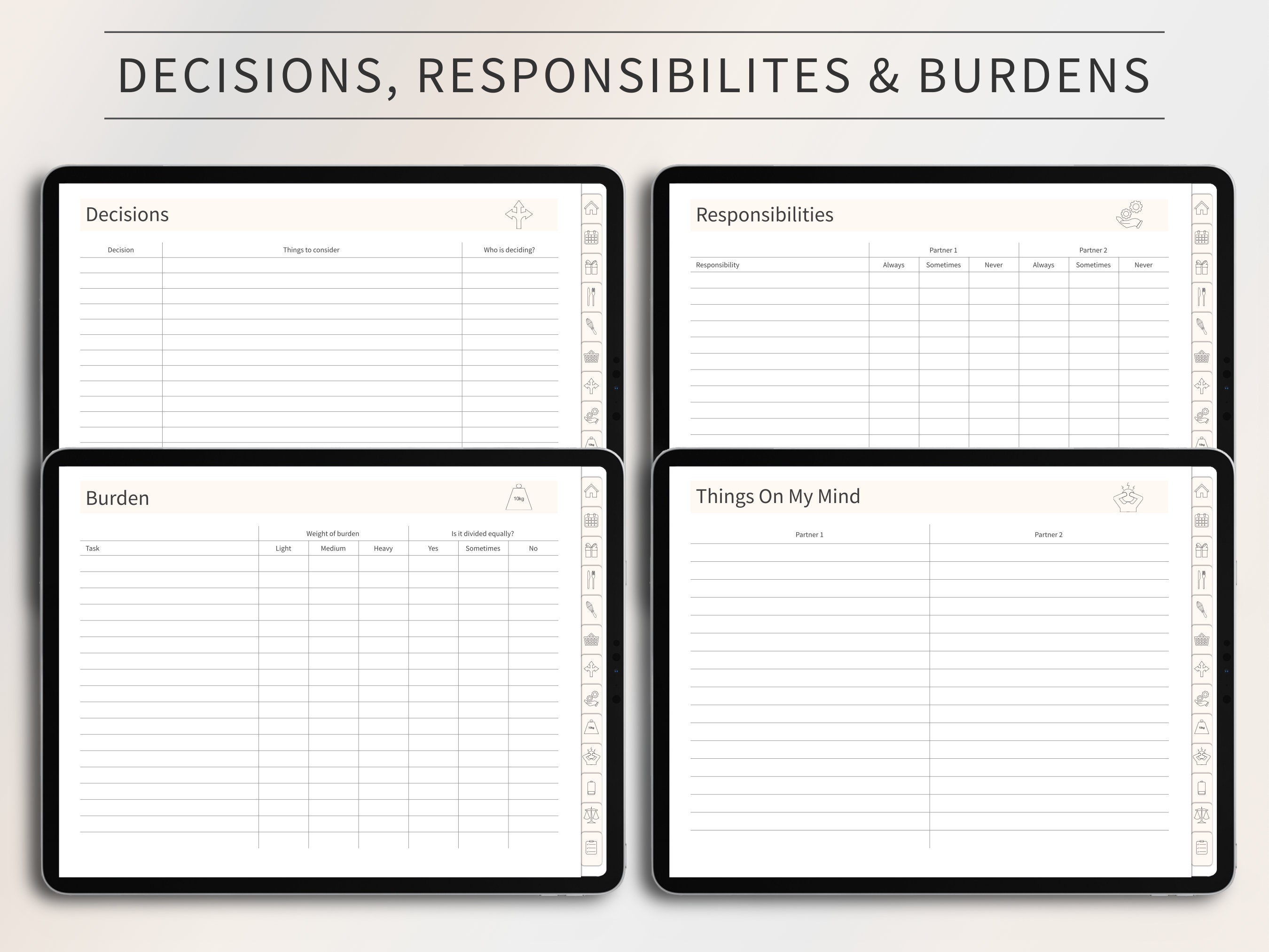 Mental Load Organizer, Digital Planner, Chore Chart for Adults ...