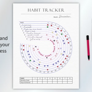 Printable Circle Habit Tracker, Monthly Goal Tracker, US Letter & A4 ...