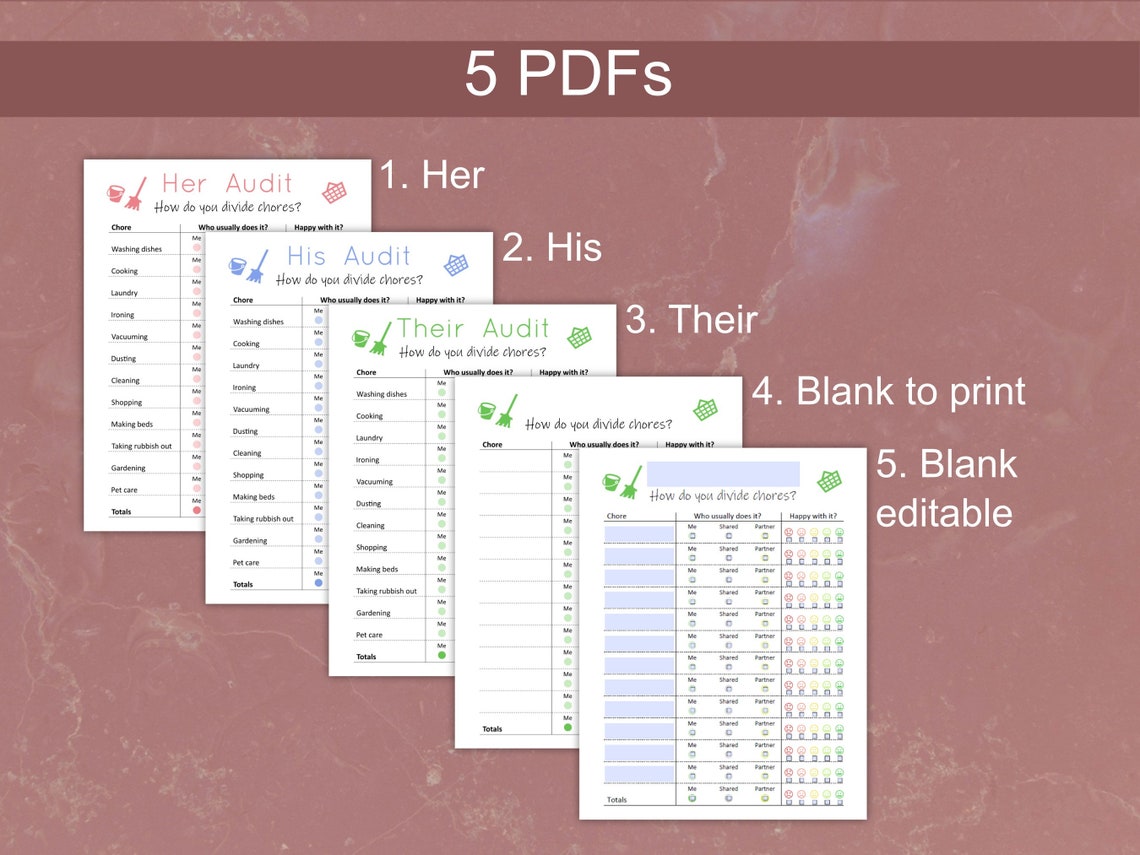 Chore Chart for Adults Printable & Editable PDF Chore - Etsy