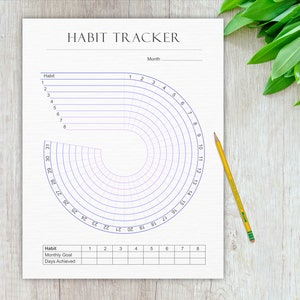Printable Circle Habit Tracker, Monthly Goal Tracker, US Letter & A4 ...