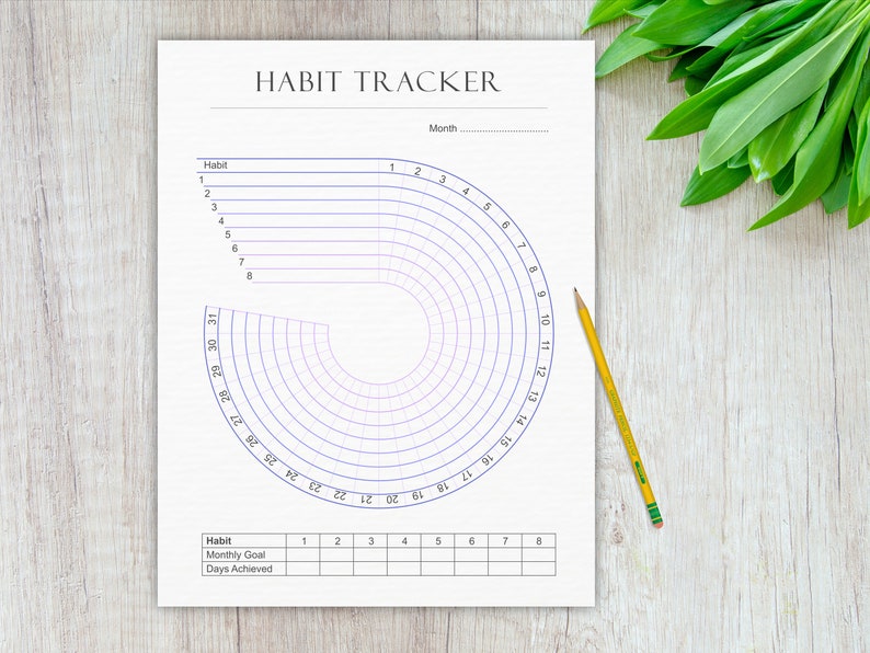 Printable Circle Habit Tracker, Monthly Goal Tracker, US Letter & A4 ...