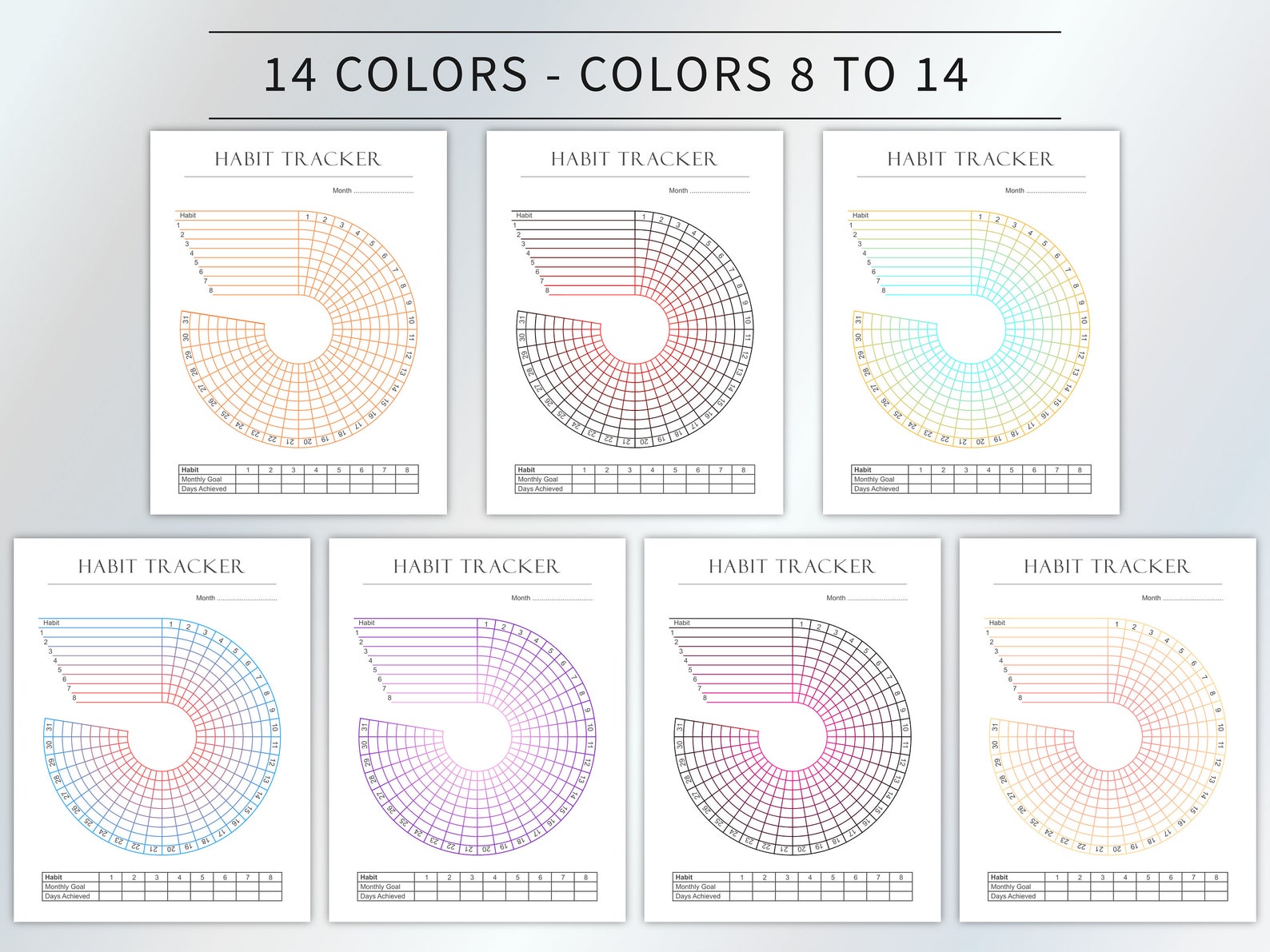 Printable Circle Habit Tracker, Monthly Goal Tracker, US Letter & A4 ...