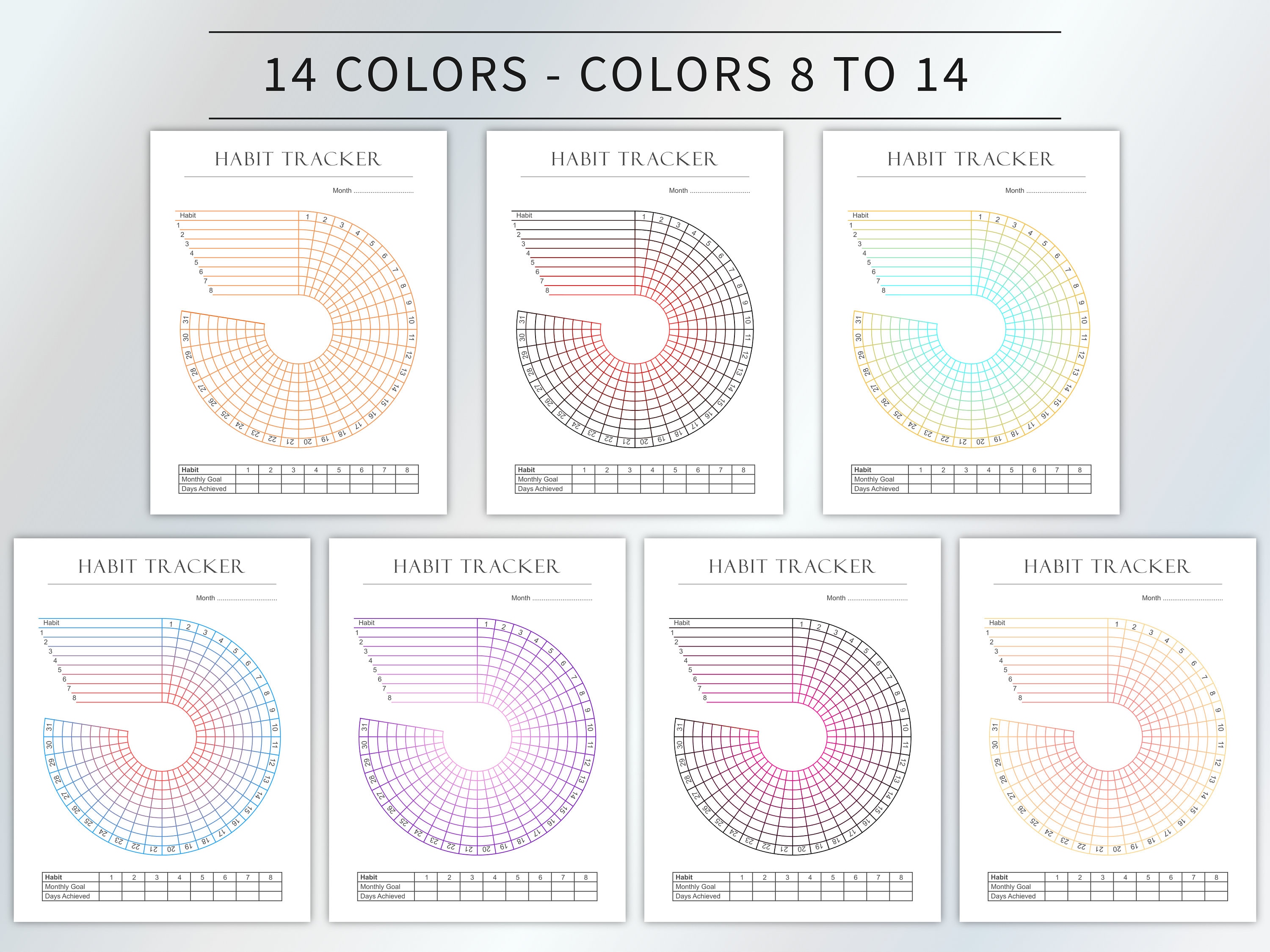 Printable Circle Habit Tracker, Monthly Goal Tracker, US Letter & A4 ...