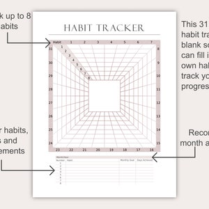 Printable Habit Tracker, Monthly Goal Tracker, 4 Sizes, Downloadable ...