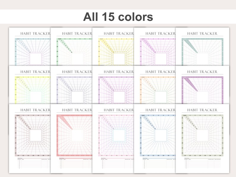 Printable Habit Tracker, Monthly Goal Tracker, 4 Sizes, Downloadable ...