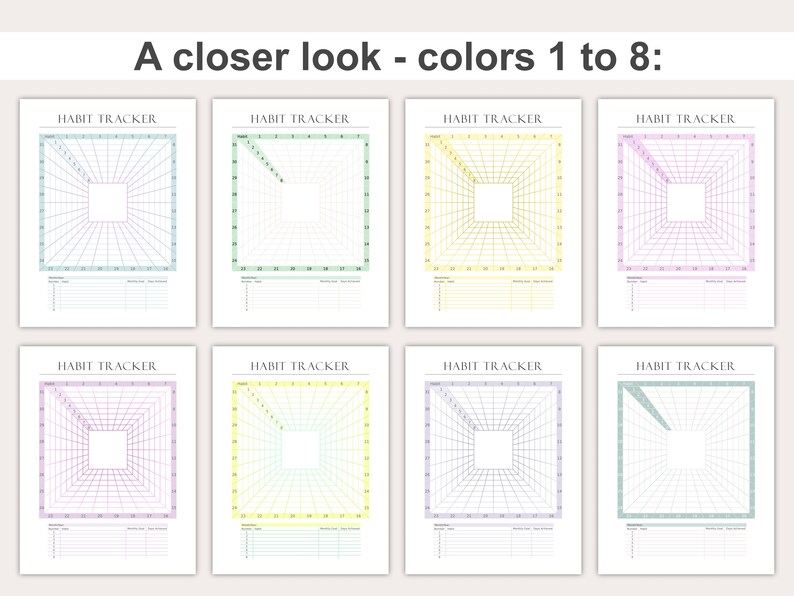 Printable Habit Tracker, Monthly Goal Tracker, 4 Sizes, Downloadable ...