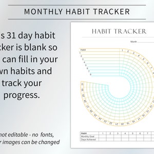 Printable Circle Habit Tracker, Monthly Goal Tracker, US Letter & A4 ...