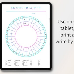 Mood Tracker to Track Your Moods Every Day, Circle Monthly Mood Journal ...