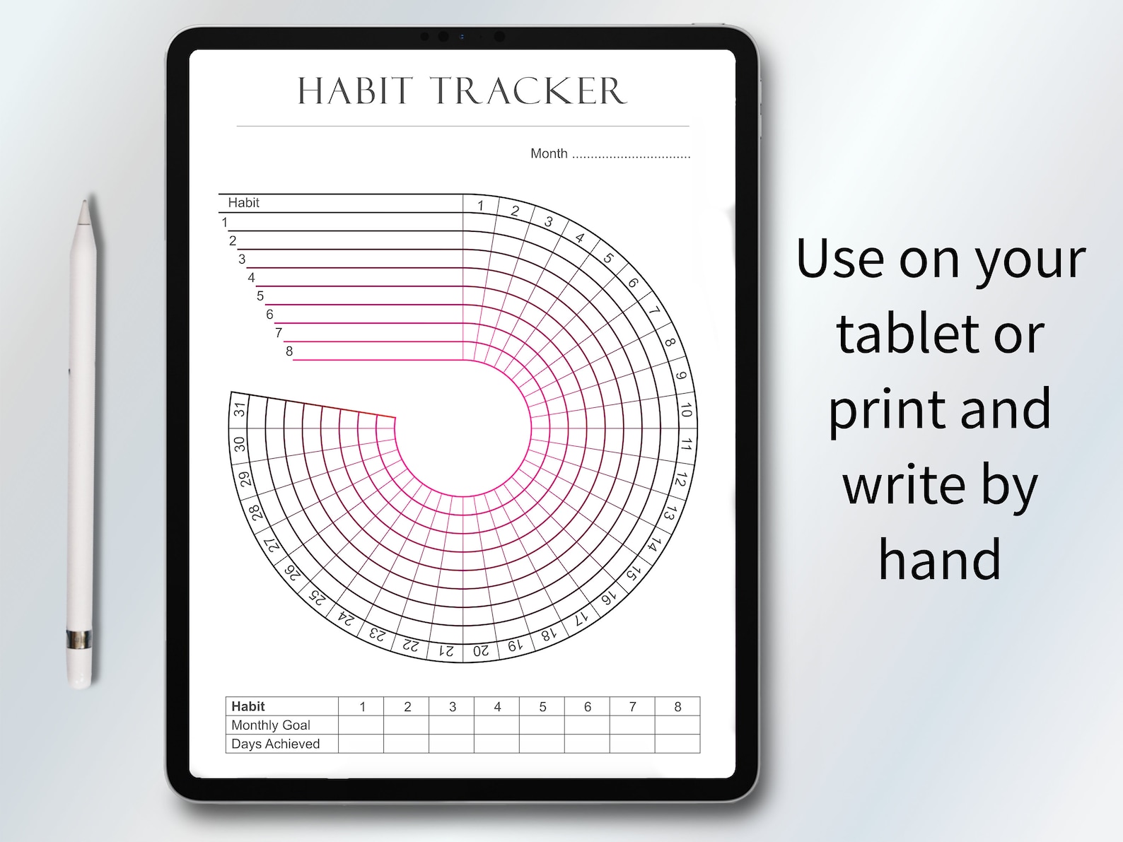 Printable Circle Habit Tracker, Monthly Goal Tracker, US Letter & A4 ...