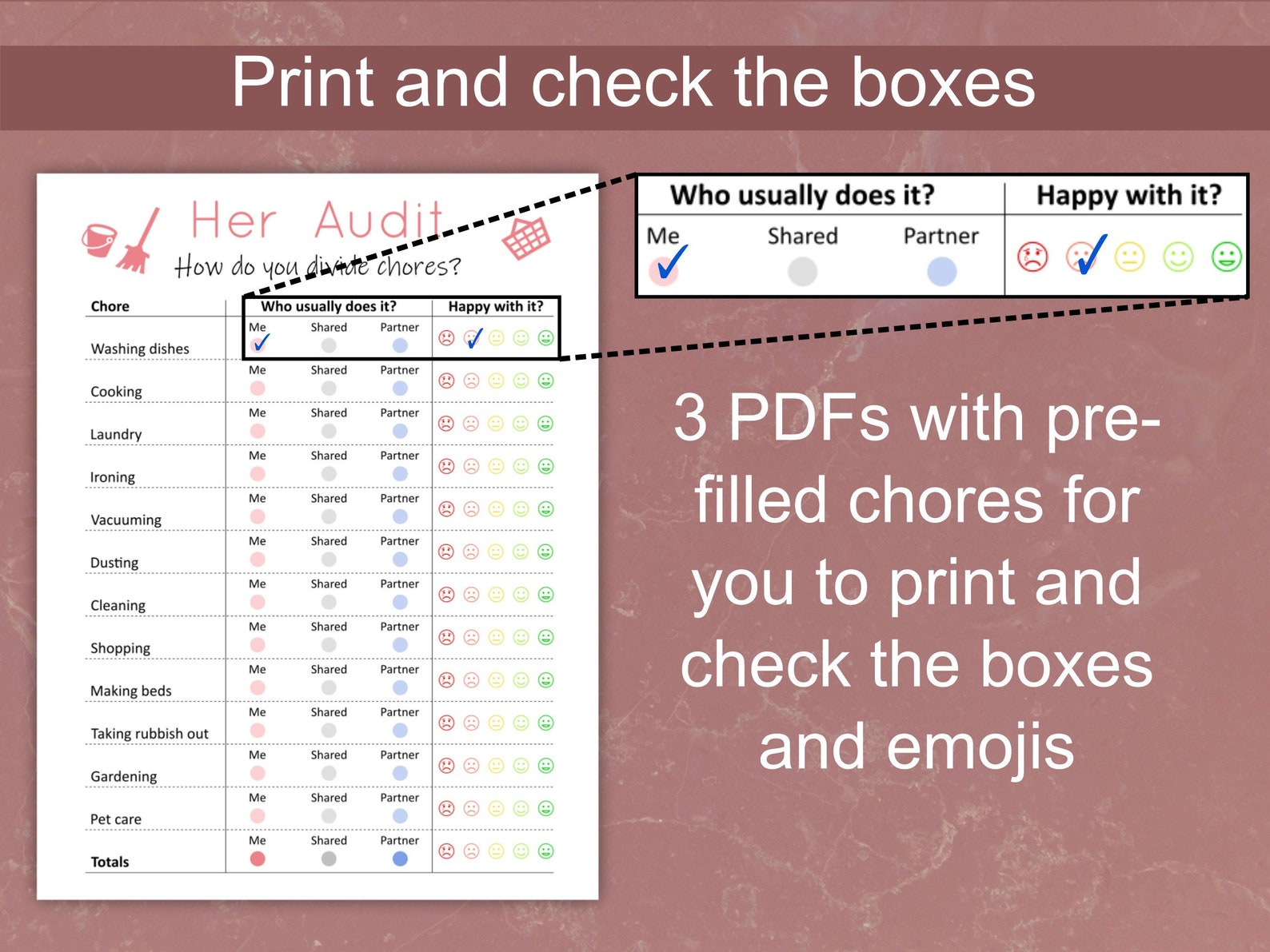 Chore Chart for Adults Printable & Editable PDF Chore - Etsy