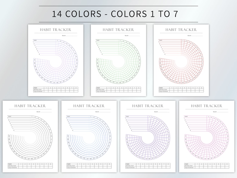 Printable Circle Habit Tracker, Monthly Goal Tracker, US Letter & A4 ...