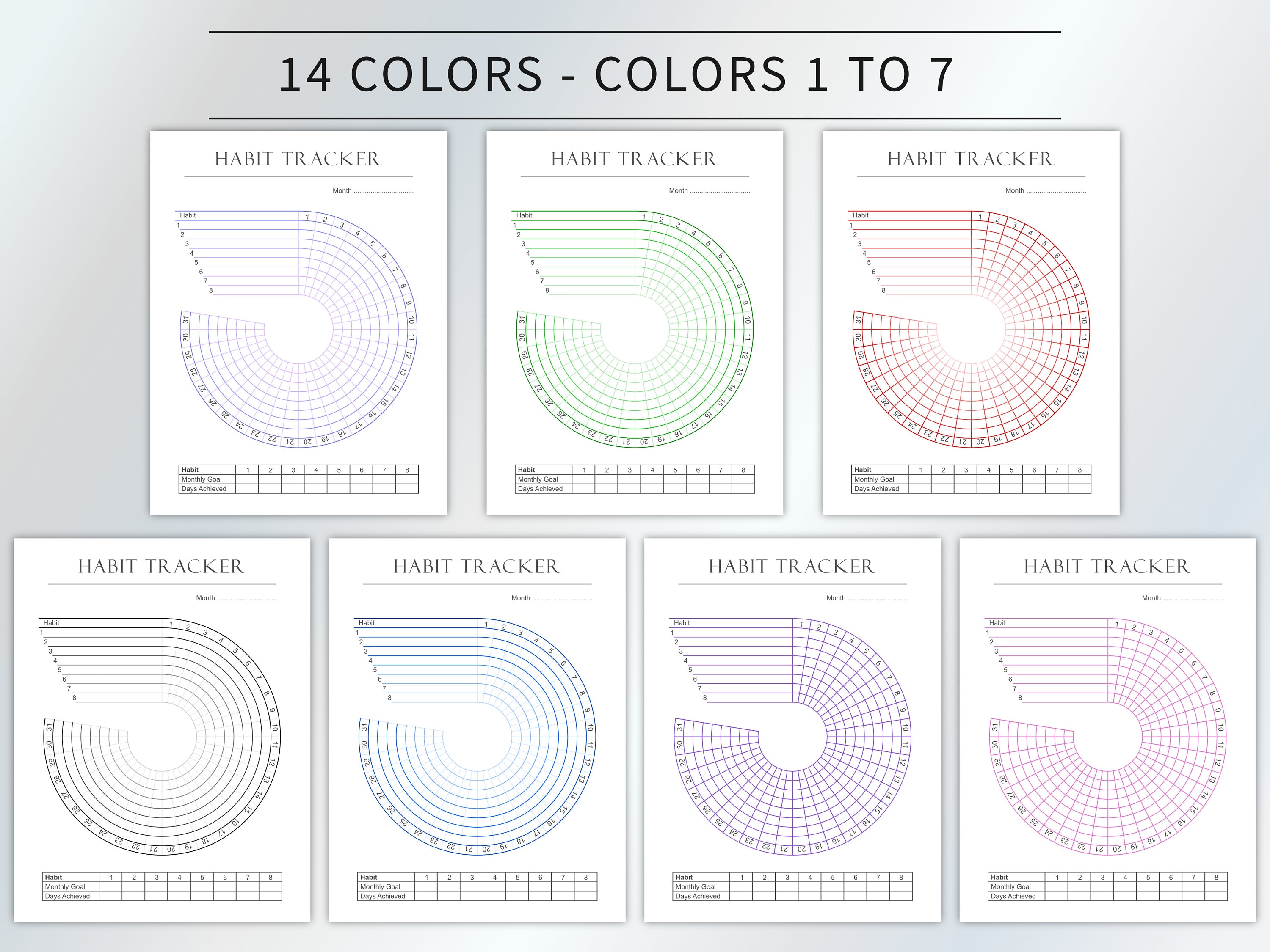 Printable Circle Habit Tracker, Monthly Goal Tracker, US Letter & A4 ...