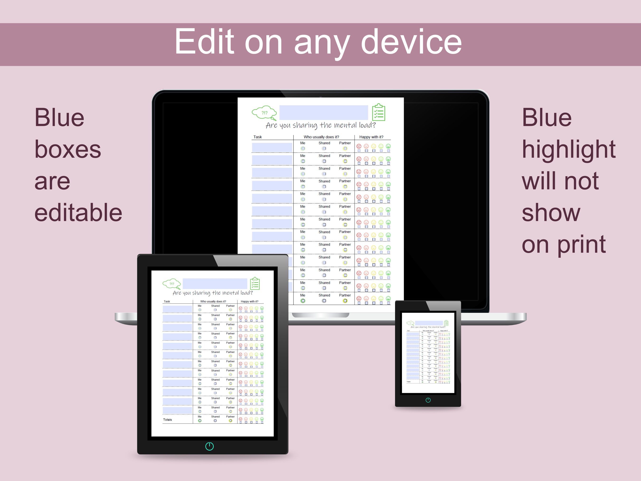 Mental Load Audit Chore Chart for Adults Printable & - Etsy