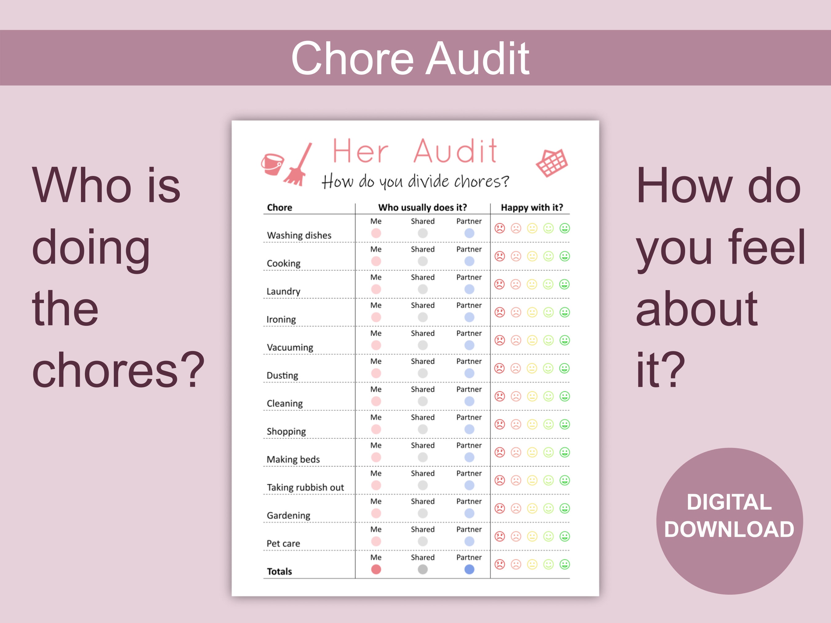 Chore Chart for Adults Printable & Editable PDF Chore - Etsy