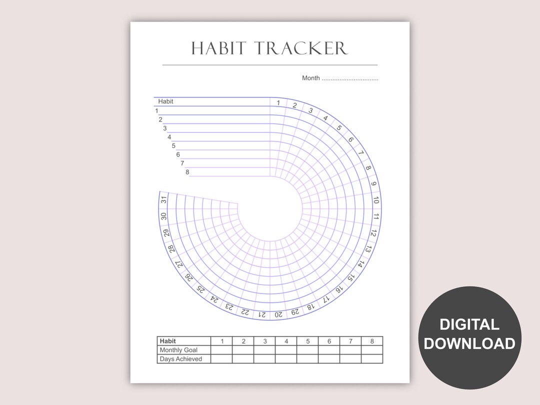 Printable Circle Habit Tracker Monthly Goal Tracker US - Etsy