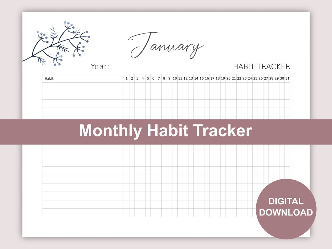Printable Habit Tracker, Monthly Editable Goal Tracker, PDF Tracker, US ...