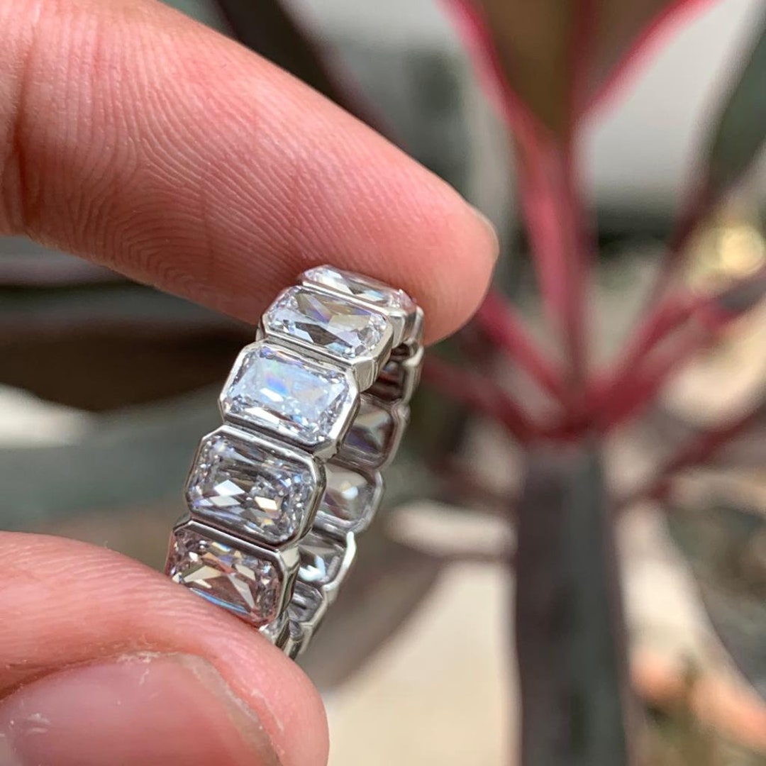 Radiant Cut Eternity White Gold Wedding Band Stacking White Diamond ...