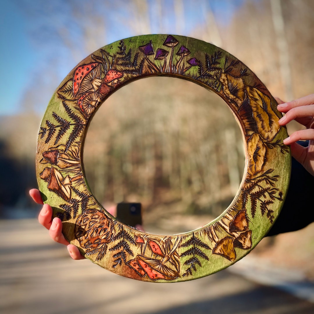 Mirror Nature Mirror Wood Burned Mirror Nature Inspired Cotagecore ...