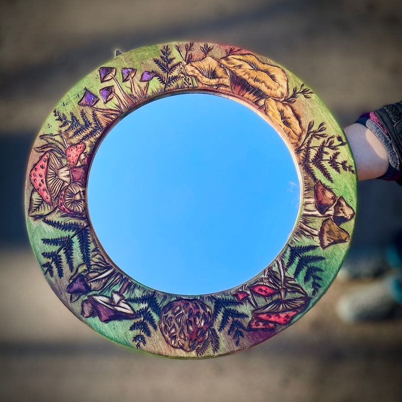 Mirror Nature Mirror Wood Burned Mirror Nature Inspired Cotagecore ...