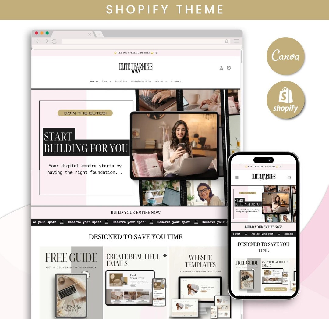 Shopify Theme Digital Products, Shopify Website Template, Black Shopify ...