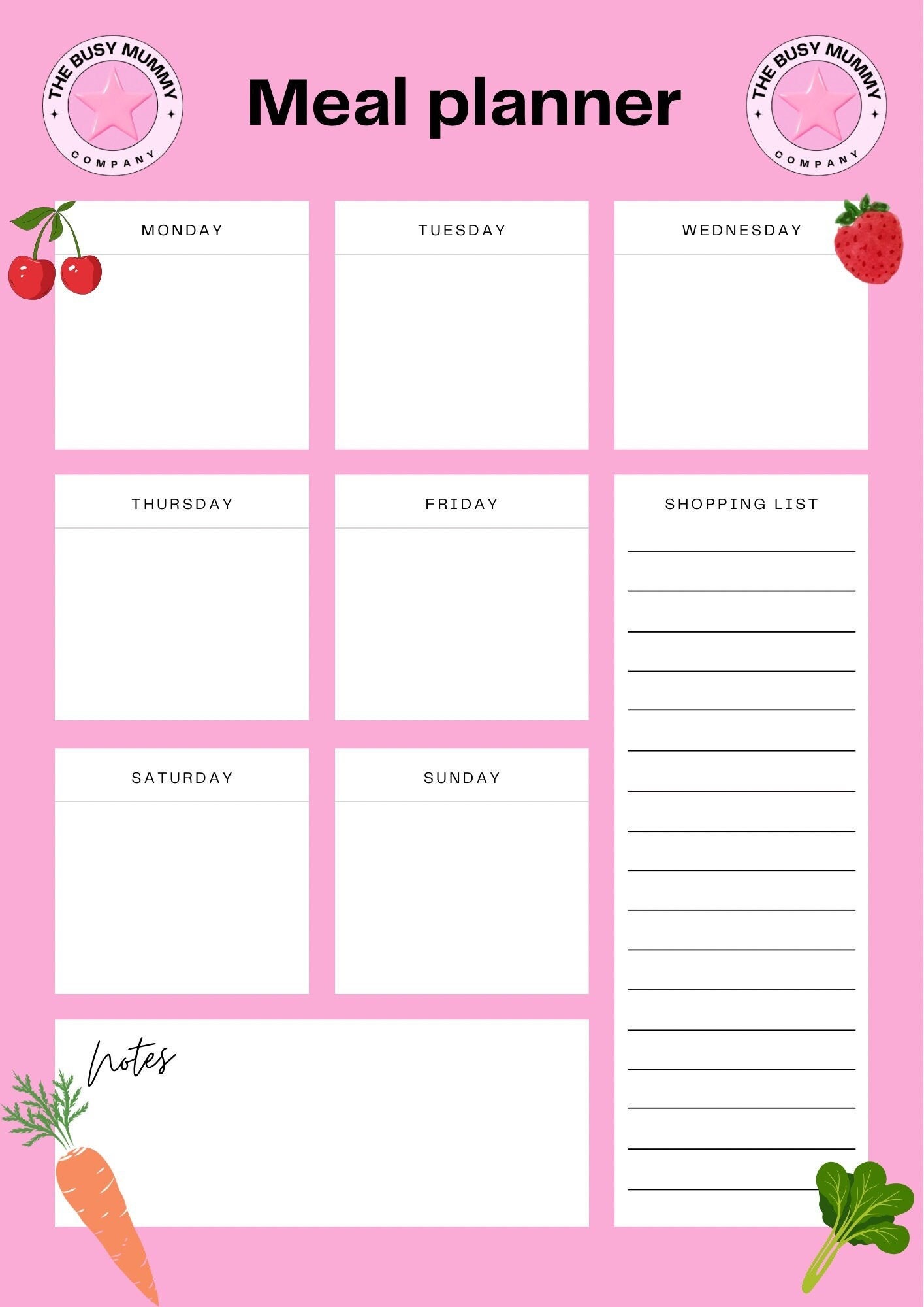 Family Weekly Meal Planner - Etsy
