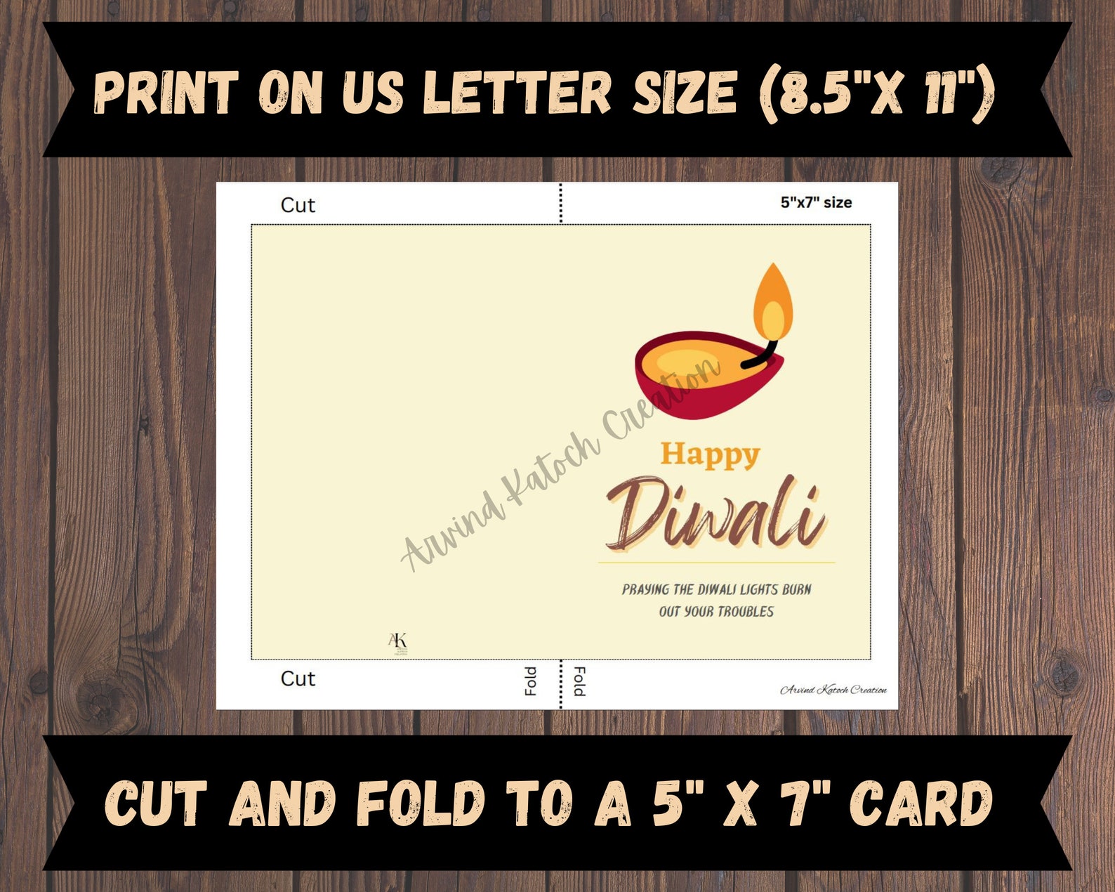 Digital I Printable I Happy Diwali Card With a Diwali Wish and - Etsy