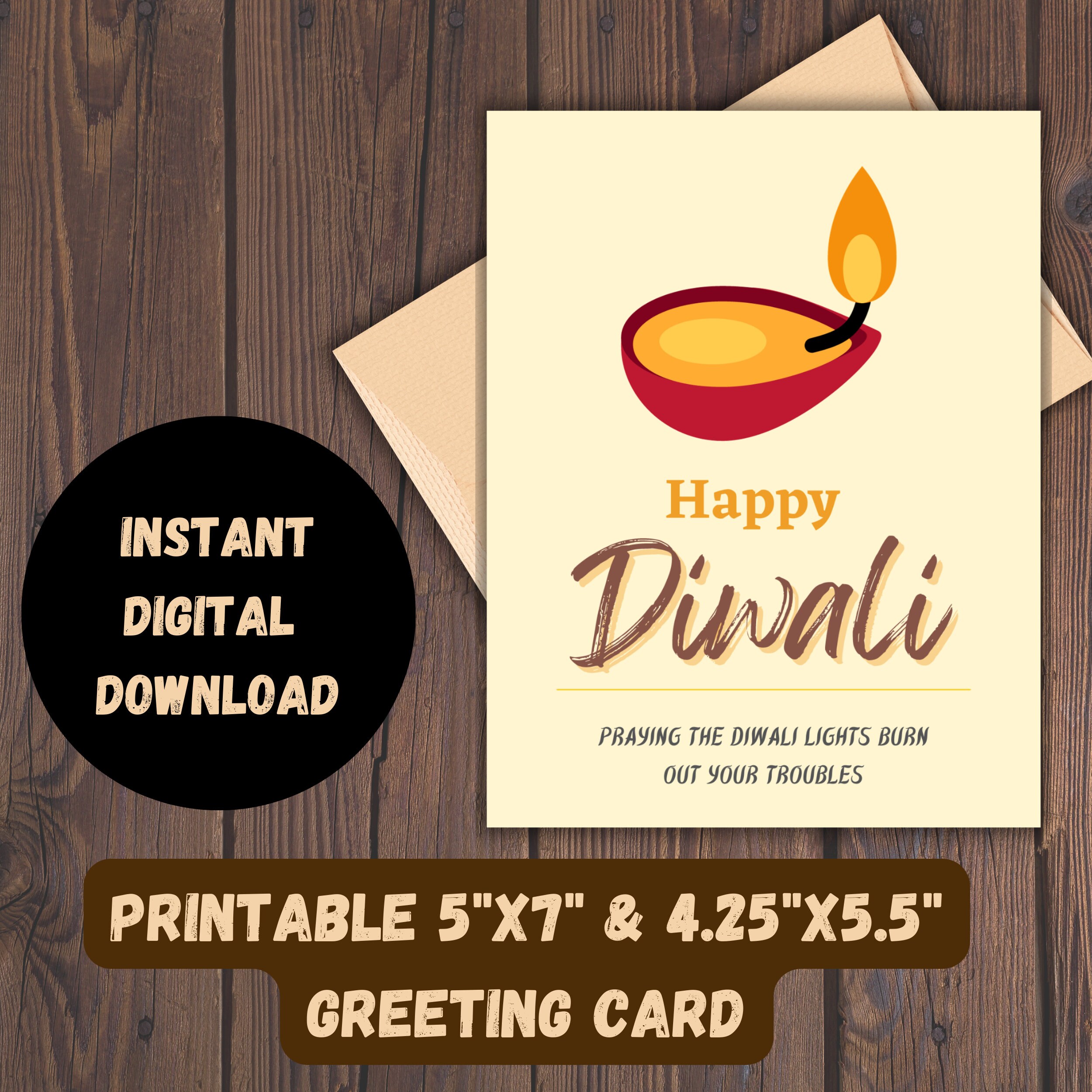 Digital I Printable I Happy Diwali Card With a Diwali Wish and ...