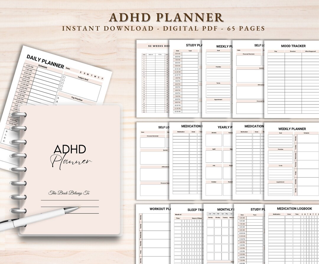 ADHD Bundle | Printable ADHD Planner 2024 | Digital Adhd Journal for ...