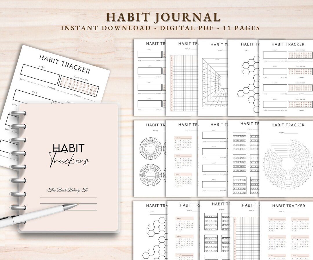 Habit Tracker Printable Habit Tracker Digital Yearly, Monthly, Weekly ...