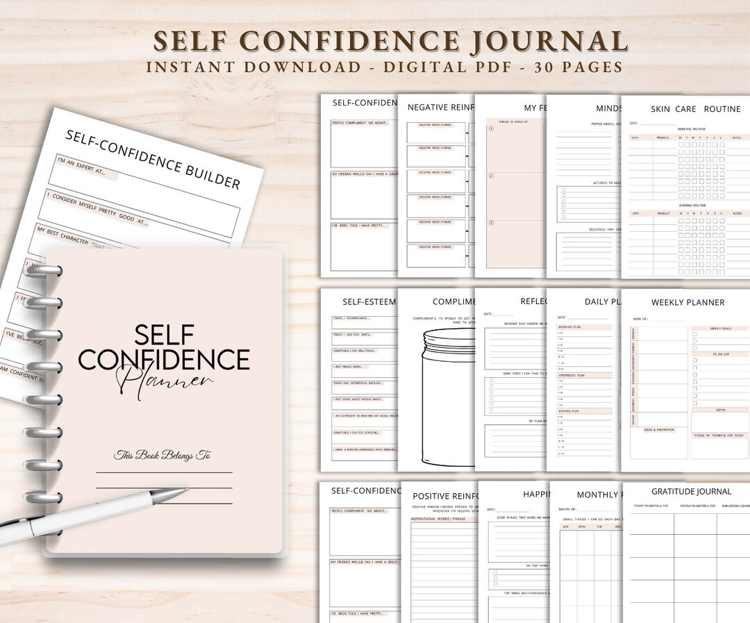 Self Confidence Journal Self Care Planner Wellness - Etsy