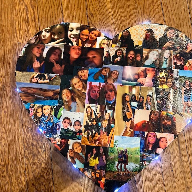 Photo Collage Heart With Lights - Etsy