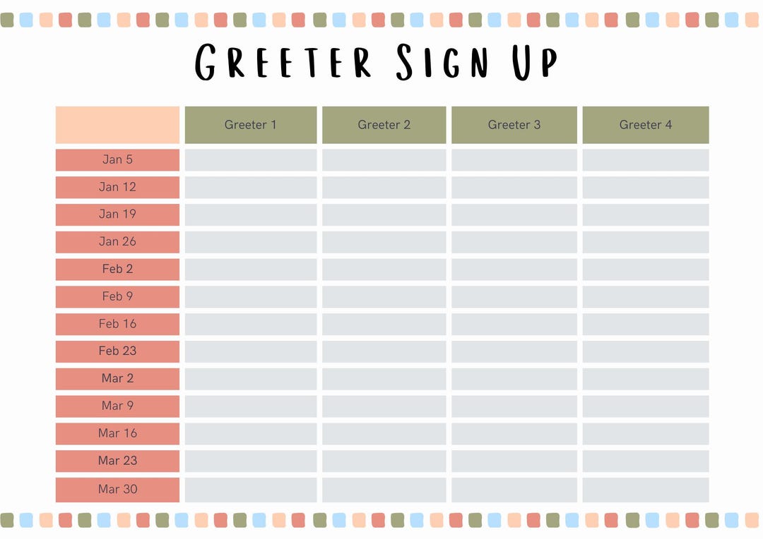 2025 Young Women Greeter Sign Up - Etsy