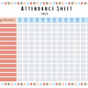 August Attendance Sheet - Etsy