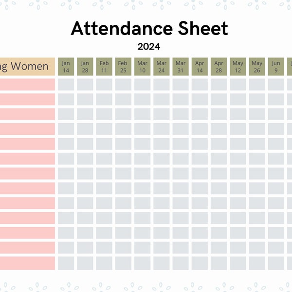 2024 Attendance Sheet - Etsy