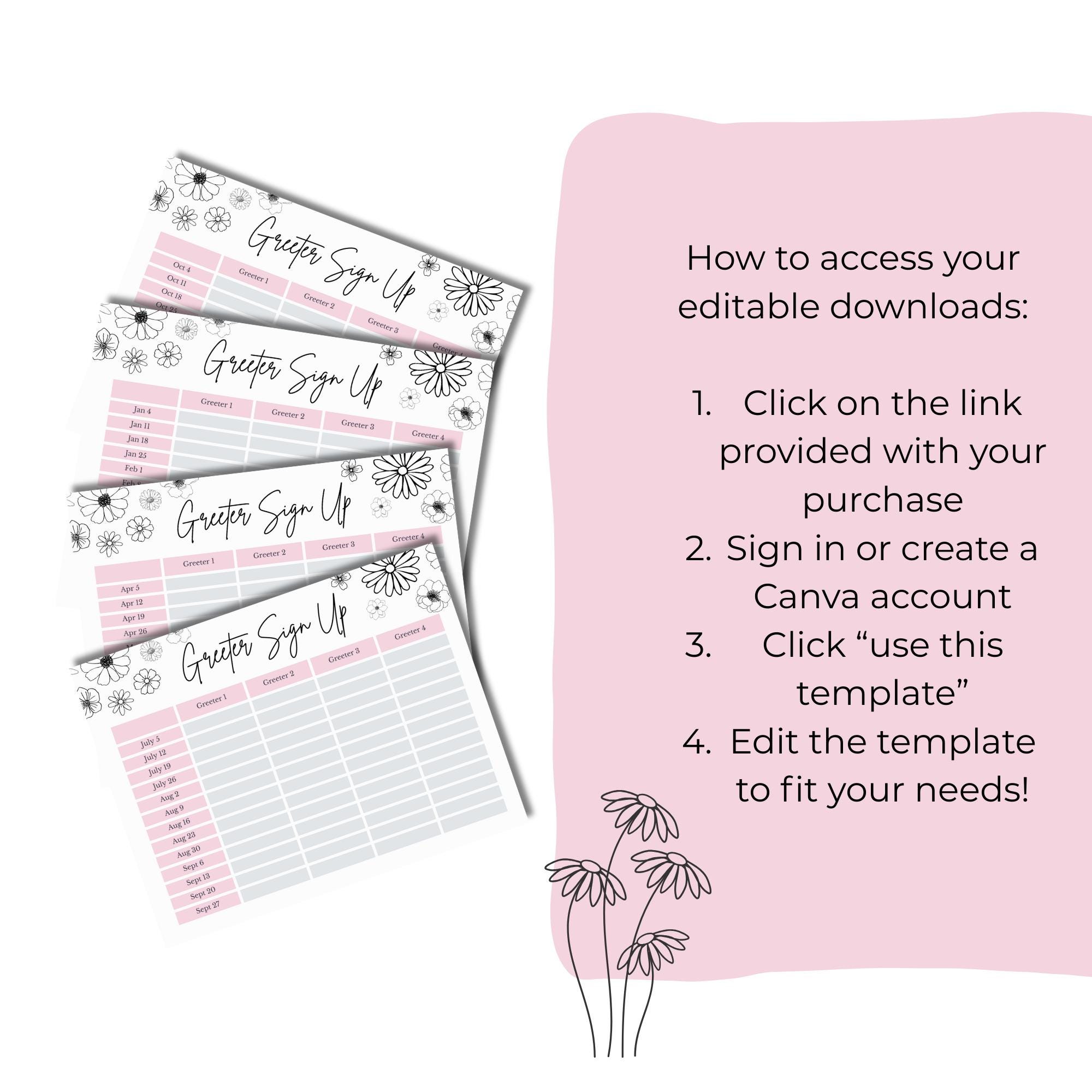 2026 Young Women Greeter Sign up Sheet! (printable and Customizable) - Etsy