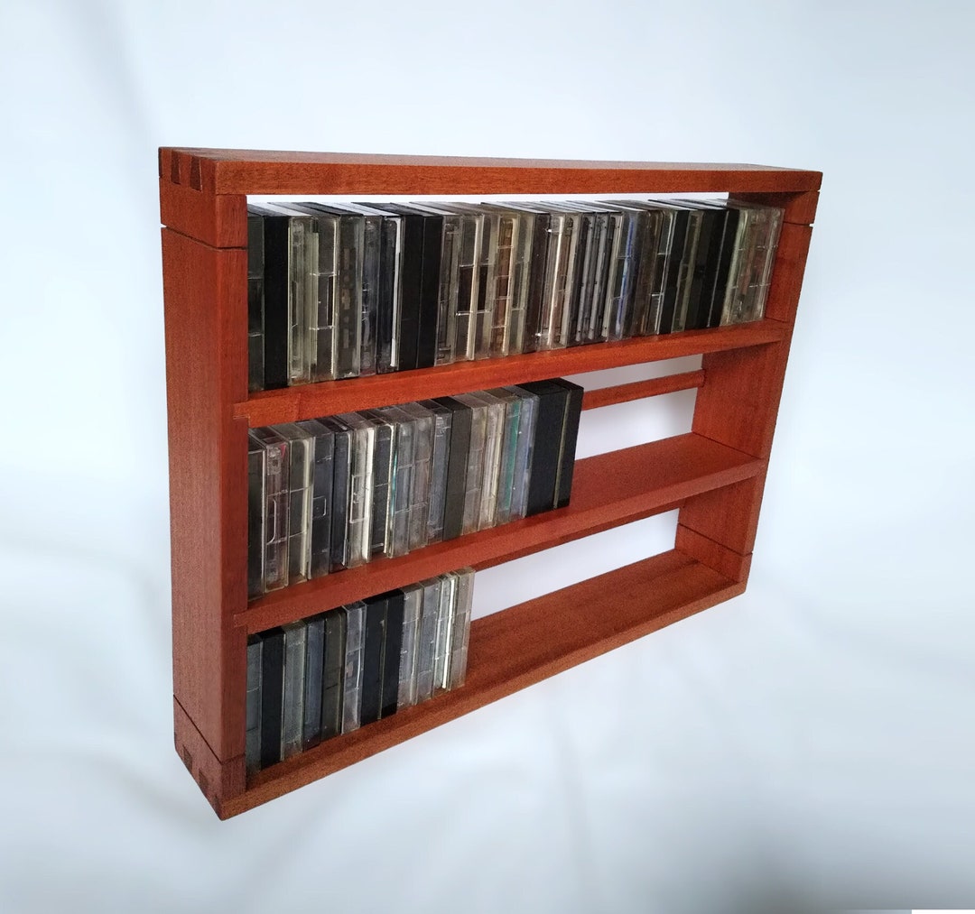 Cassette Rack Display Shelf in Sipo Mahogany 99 Cassette Tape Capacity ...