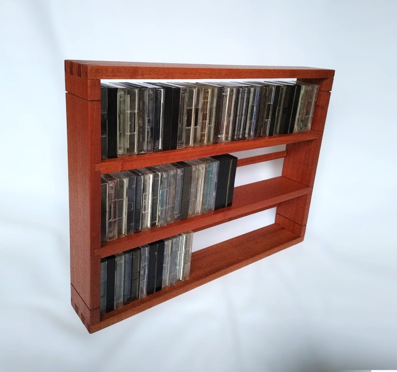 Cassette Rack Display Shelf in Sipo Mahogany 99 Cassette Tape Capacity ...
