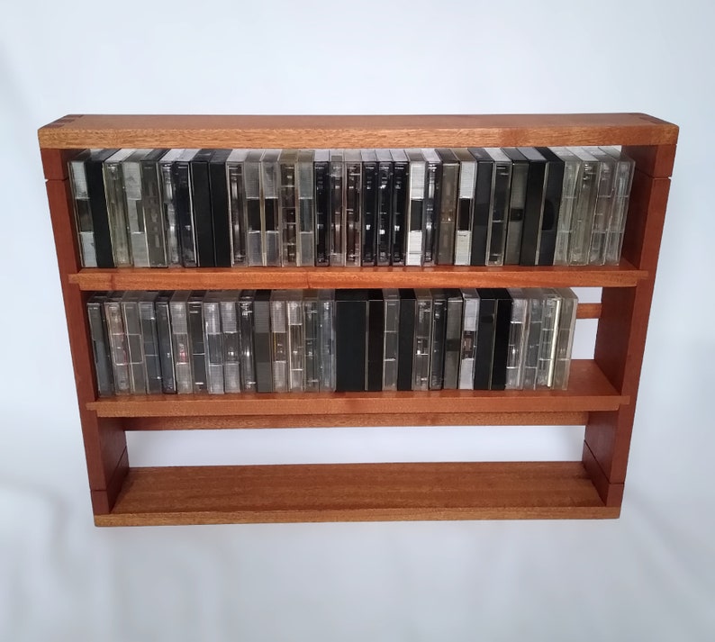 Cassette Rack Display Shelf in Sipo Mahogany 99 Cassette Tape Capacity ...