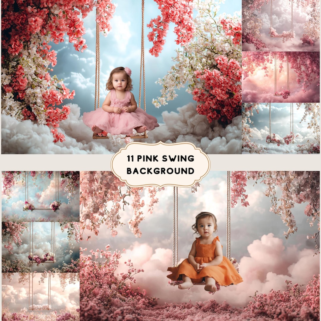 Pink Swing Background, Flowers Swing Digital Backdrop, Background for ...