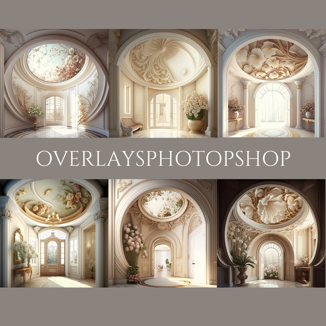 Beige Florals Digital Backdrops, Maternity Backdrop Overlays, Studio Backdrop Overlays, Fine Art ...